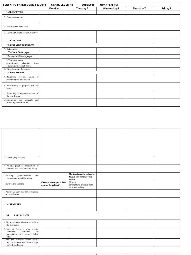 DLL Form | PDF | Teachers | Education Theory