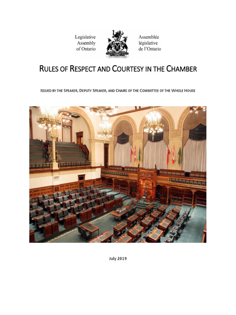 Rules of Respect and Courtesy in The Chamber | PDF | United States ...
