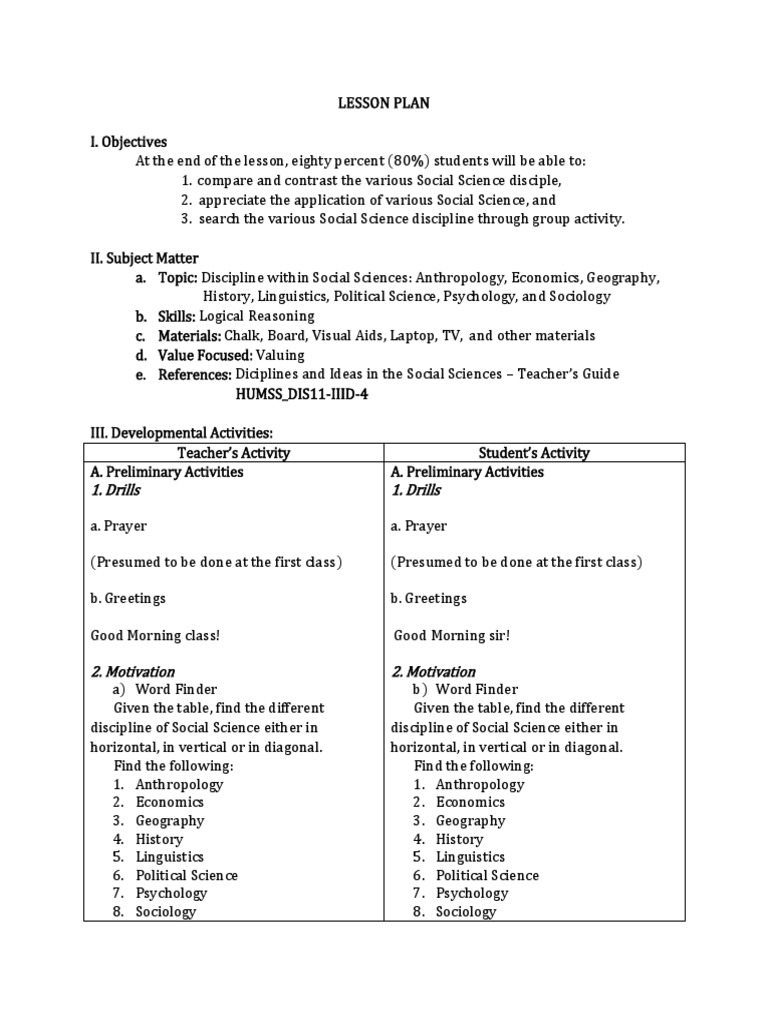 Lesson Plan in Diss | PDF | Anthropology | Social Science
