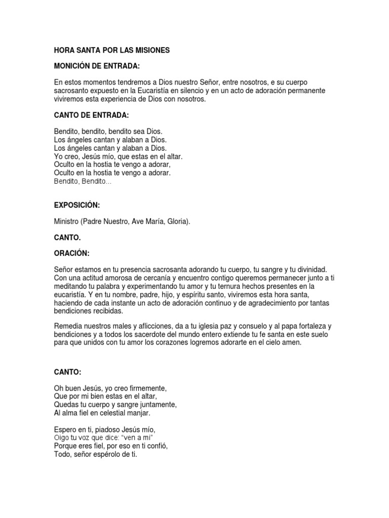 Hora Santa Por Las Misiones | PDF | Oración | eucaristía