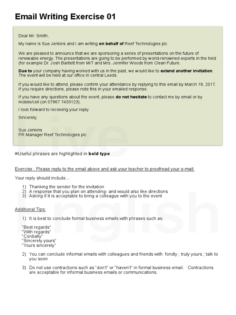 Email Exercise | PDF