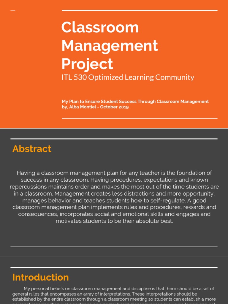 Itl 530 - Classroom Management Project - A | PDF | Classroom Management ...