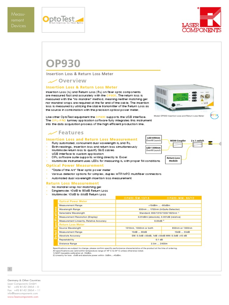 Op930 FTTX | PDF | Optics | Electromagnetic Radiation