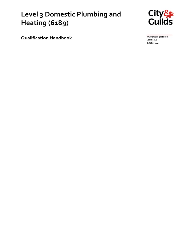 Level 3 Domestic Plumbing and Heating (6189) : Qualification Handbook ...
