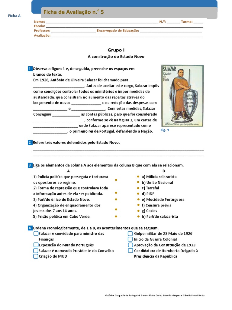 Teste HGP 6º Ano | PDF | Portugal | Governo