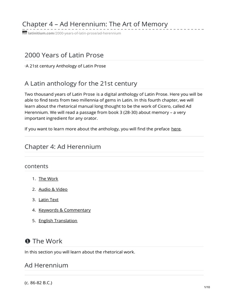Chapter 4 - Ad Herennium: The Art of Memory: A Latin Anthology For The ...
