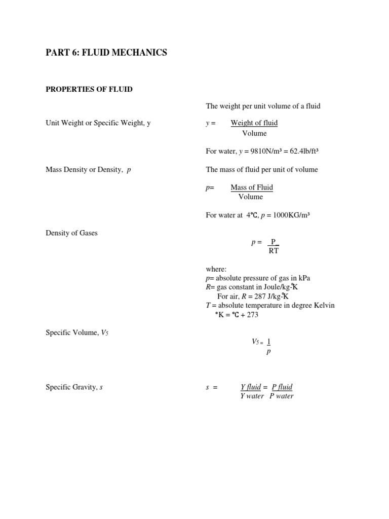 Fluid Mechanics Notes | PDF | Buoyancy | Fluid Dynamics