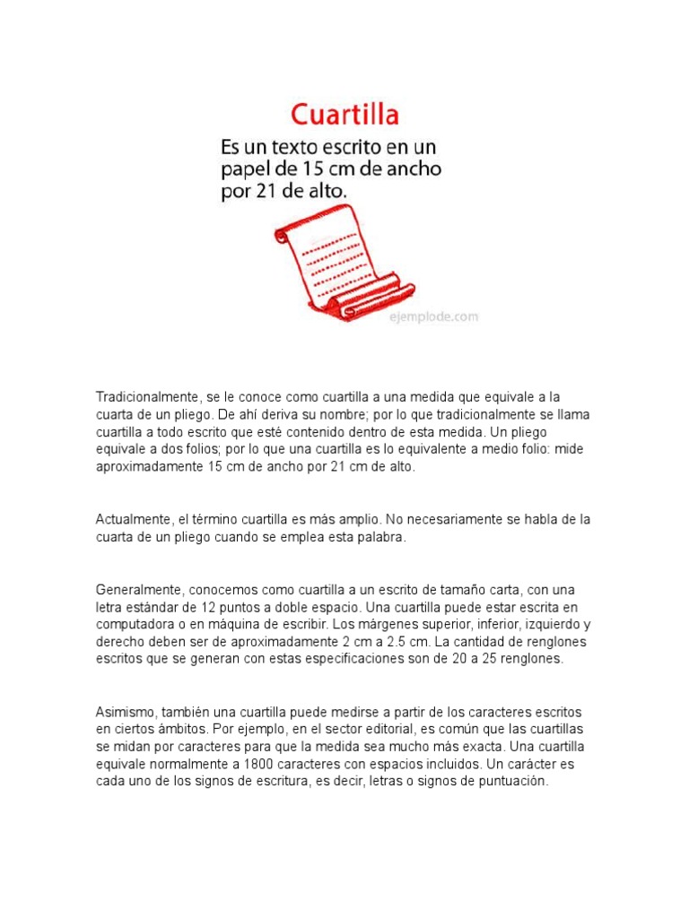 Definición y características de la cuartilla | PDF | Hogar, jardinería ...
