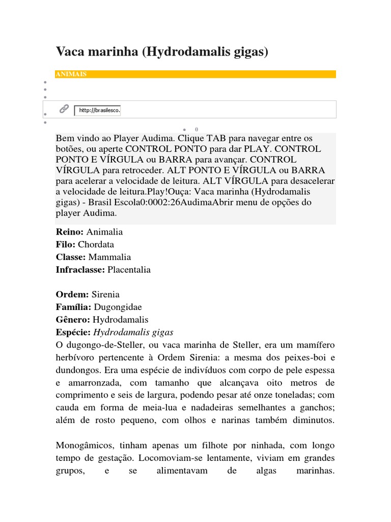 Vaca Marinha | PDF | Organismos | Natureza