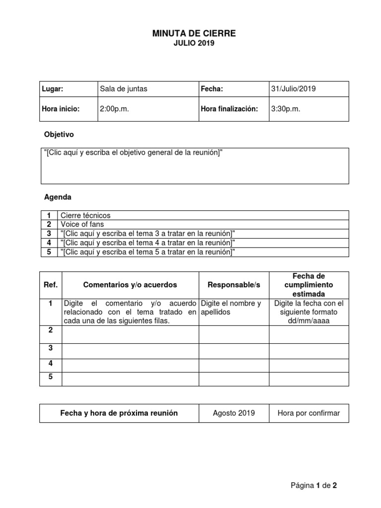 Formato para Minutas | PDF