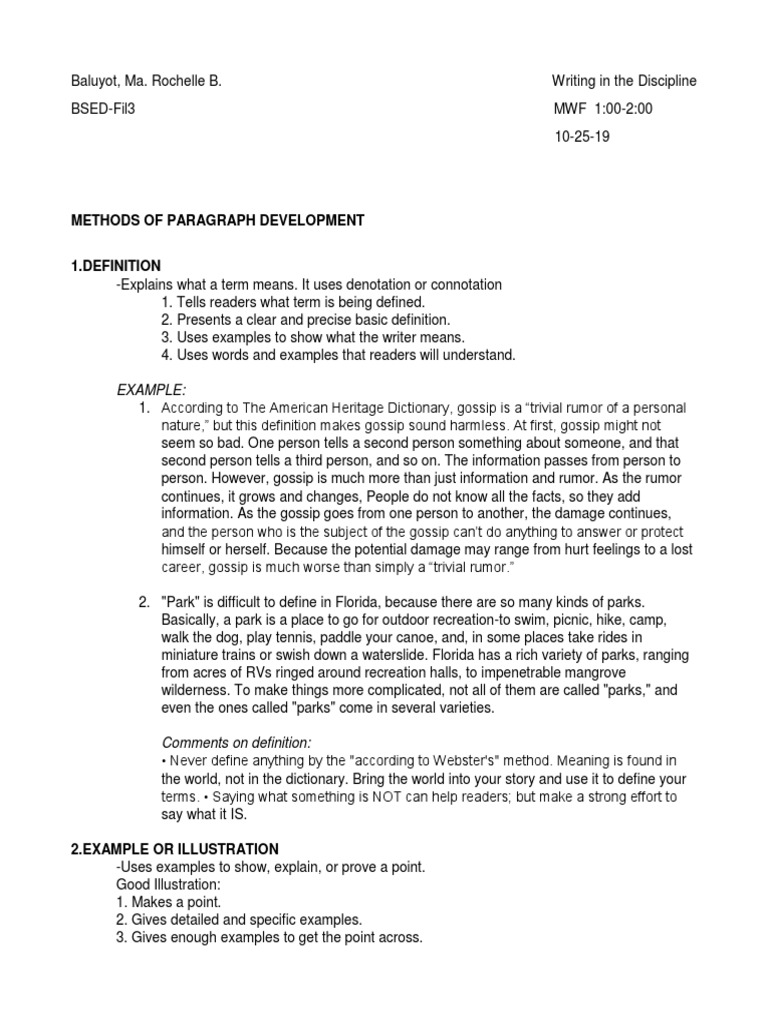 Methods of Paragraph Development | PDF | Narrative | Traffic Light