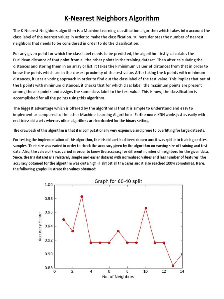 KNN Algorithm Report | PDF
