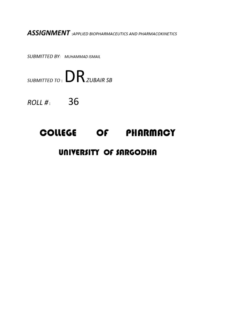 College of Pharmacy: Assignment | PDF