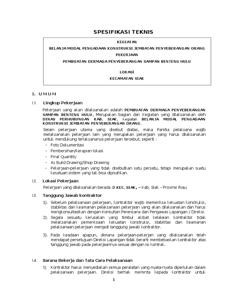 Spesifikasi Dermaga Penyebrangan Siak | PDF