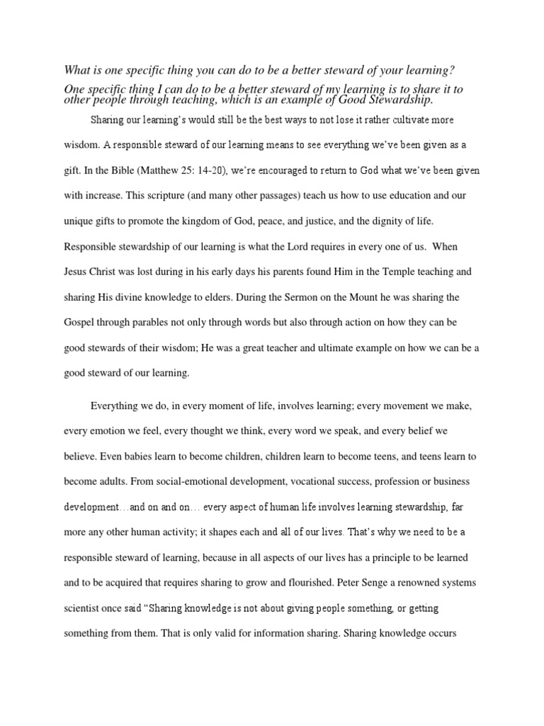 How to be a better steward of your learning through sharing | PDF ...