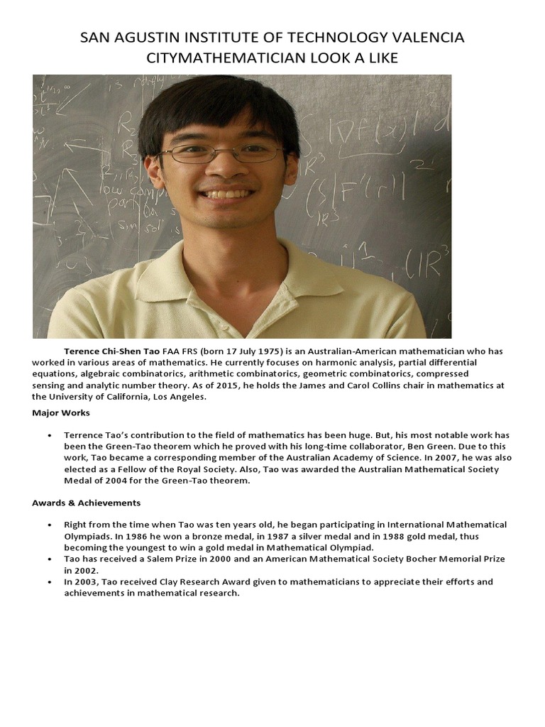 The Remarkable Career and Contributions of Terence Tao, a Prolific ...