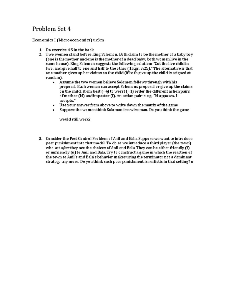 Problem Set 4: Economics I (Microeconomics) Uc3m | PDF | Philosophy