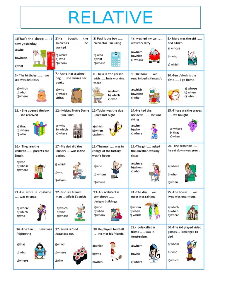 Relative Clauses Tests 49337 | PDF