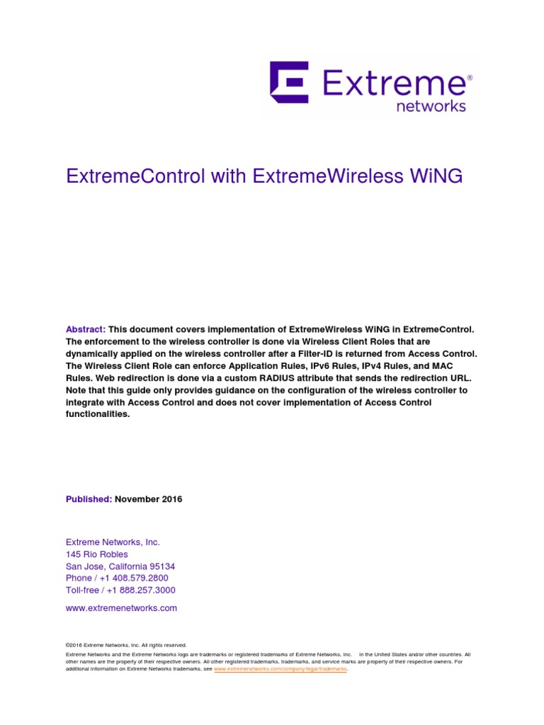 ExtremeControl With WiNG 5.8 | PDF | Radius | Wireless Lan