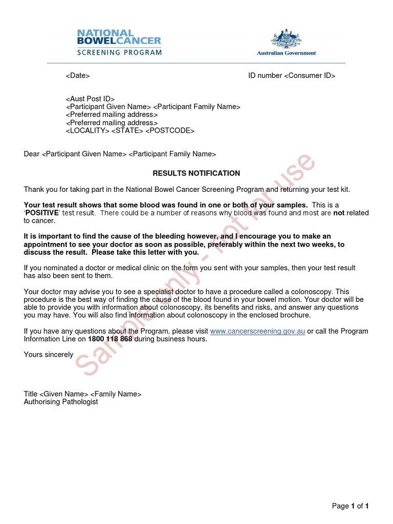 Results Letter - Participant - Positive | PDF