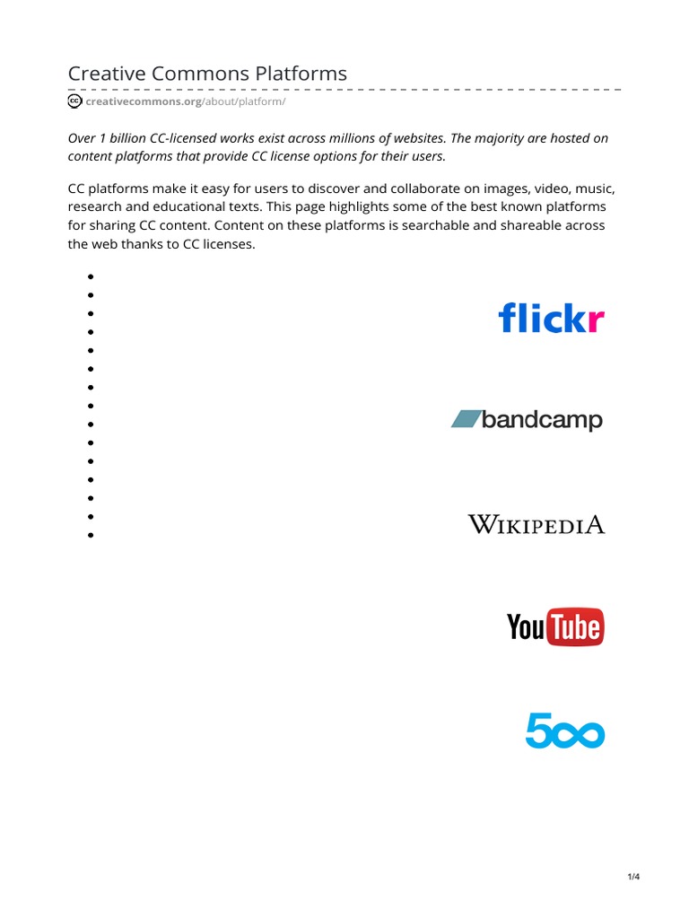 Creative Commons Platforms | PDF | Creative Commons | Social Networking ...