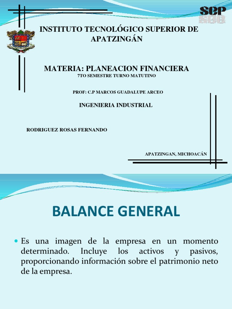 Balance General | PDF | Hoja de balance | Estado de resultados