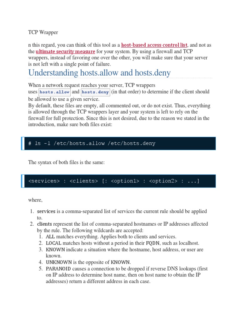 Understanding Hosts - Allow and Hosts - Deny: Host-Based Access Control List Ultimate Security ...