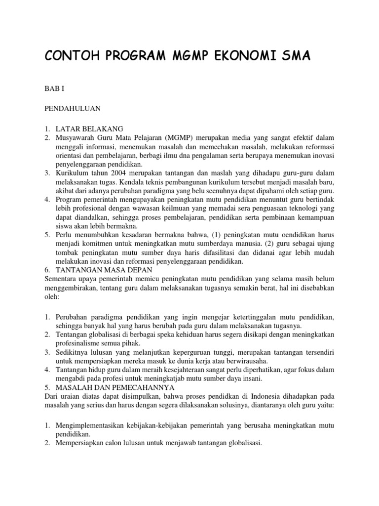 Contoh Program MGMP Ekonomi | PDF