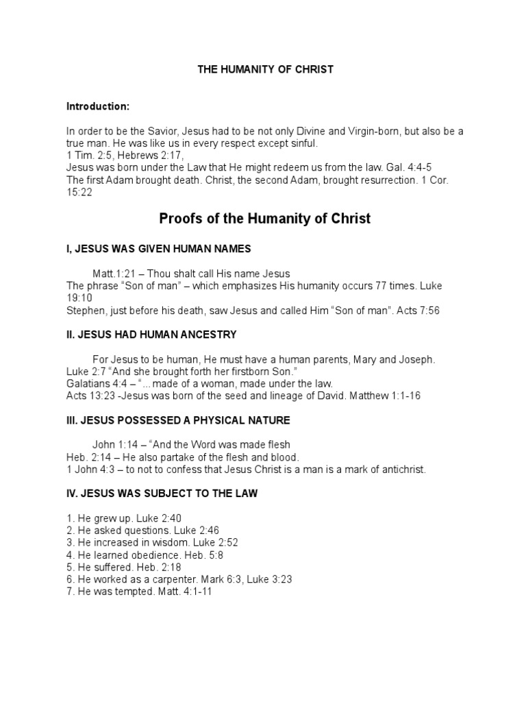 The Humanity of Christ | PDF | Gospel Of Mark | Jesus