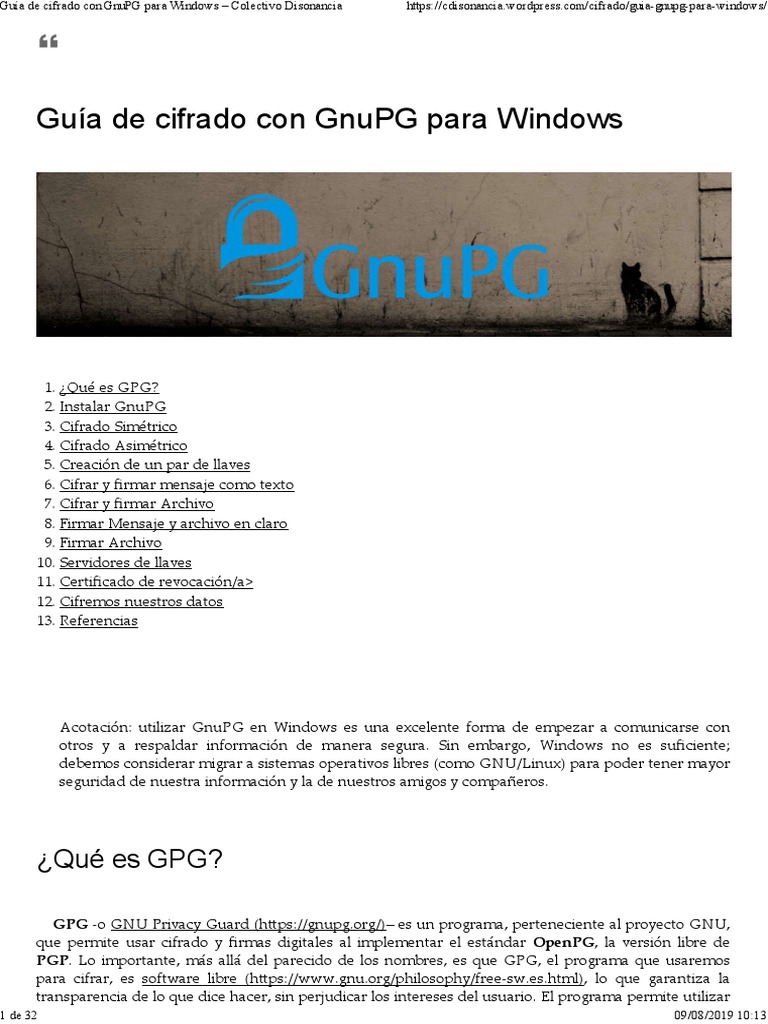 Guía de Cifrado Con GnuPG para Windows PDF | PDF | Criptografía de ...