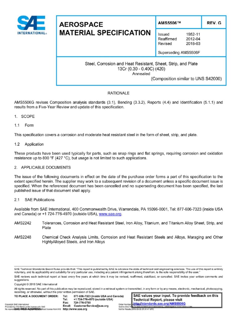 SAE AMS 5506 Rev G Stainless Steel | PDF