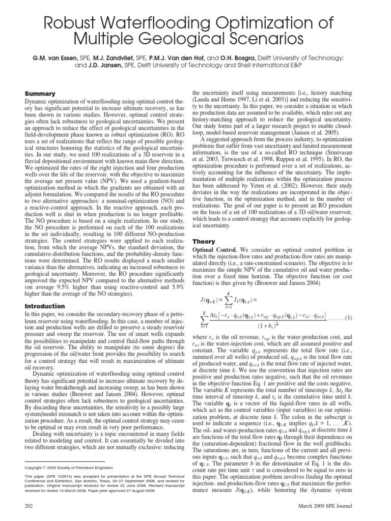 Robust Waterflooding | Download Free PDF | Mathematical Optimization | Net Present Value