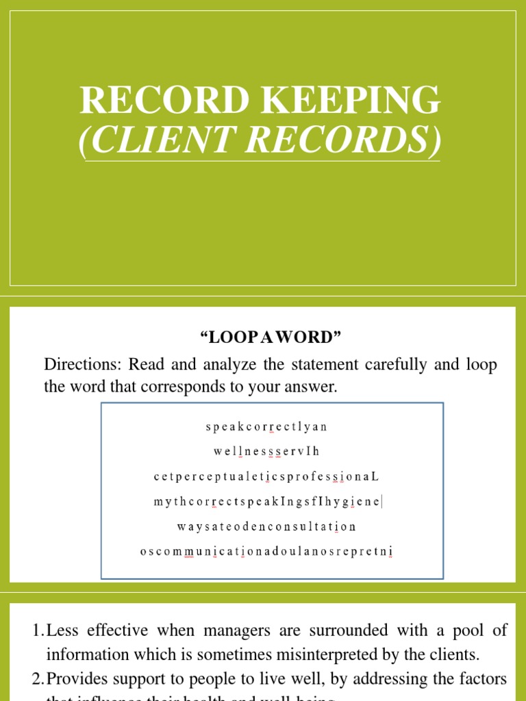 Record Keeping (Client Records) | PDF | Massage | Medicine