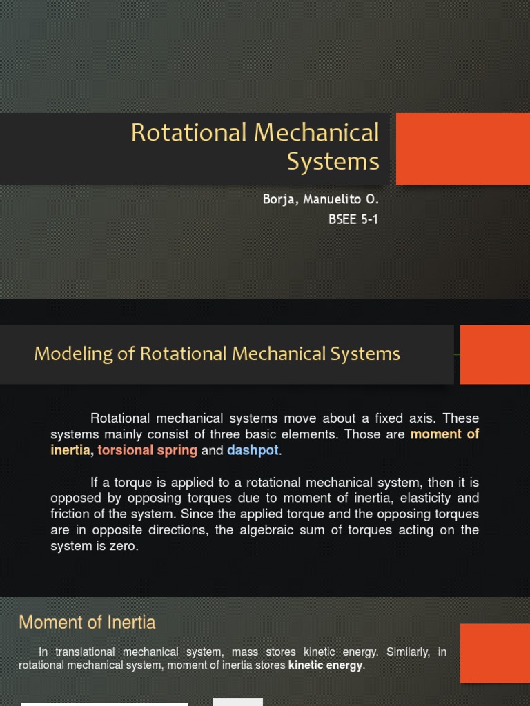 Rotational Mechanical Systems: Borja, Manuelito O. BSEE 5-1 | PDF ...