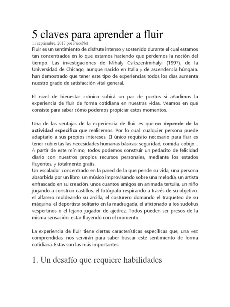 5 Claves para Aprender A Fluir | PDF | Vida | Sicología