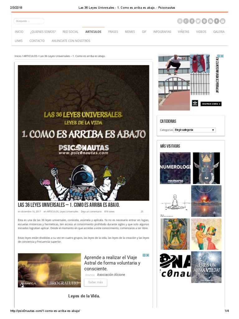 Leyes Universales - 1. Como Es Arriba Es Abajo. - Psiconautas | PDF | Amor | Metafísica de la mente