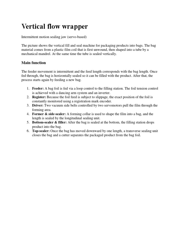 Vertical Flow Wrapper | PDF