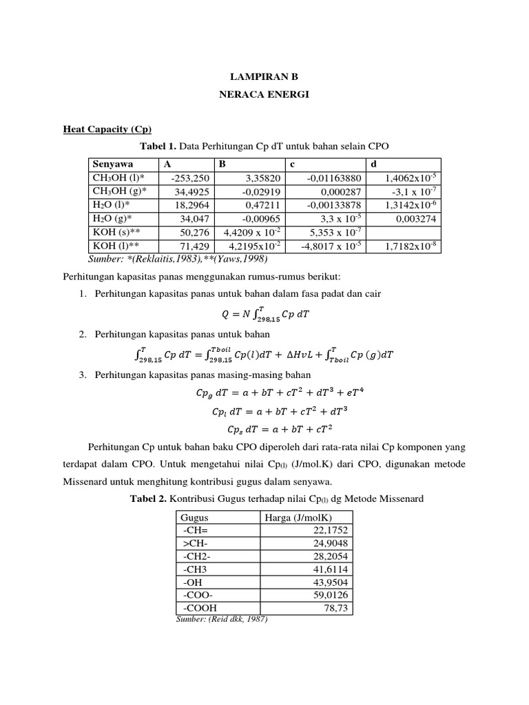 Perhitungan Neraca Energi | PDF