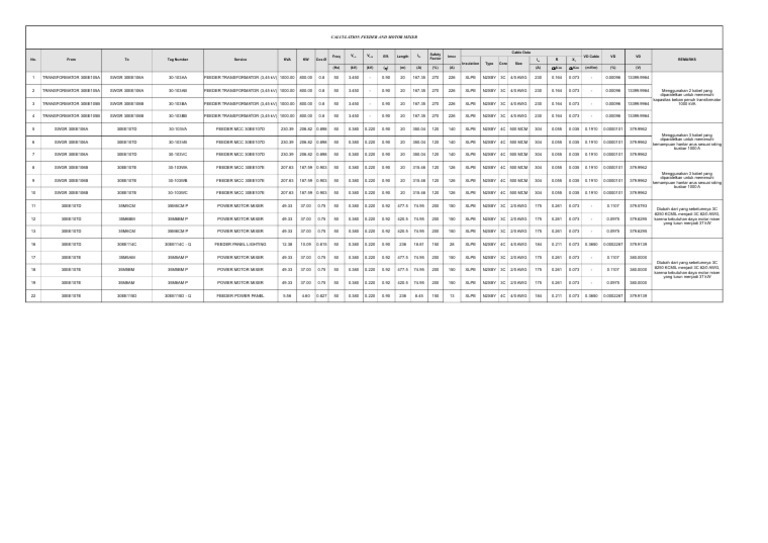 Calculation Feeder and Motor Mixer | PDF | Physical Quantities ...