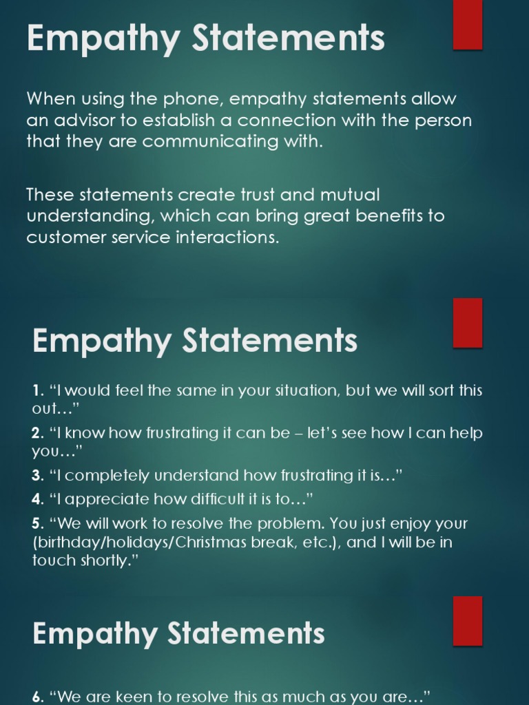 Empathy Statements | PDF | Sympathy | Empathy