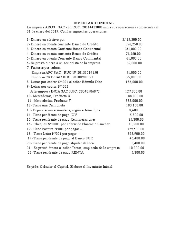 Casos Practicos de Inventario Inicial | PDF