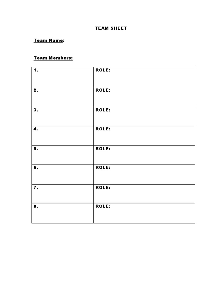 Team Sheet | PDF