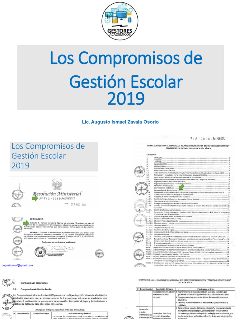 Compromisos de Gestion Escolar 2019 | PDF | Maestros | Evaluación