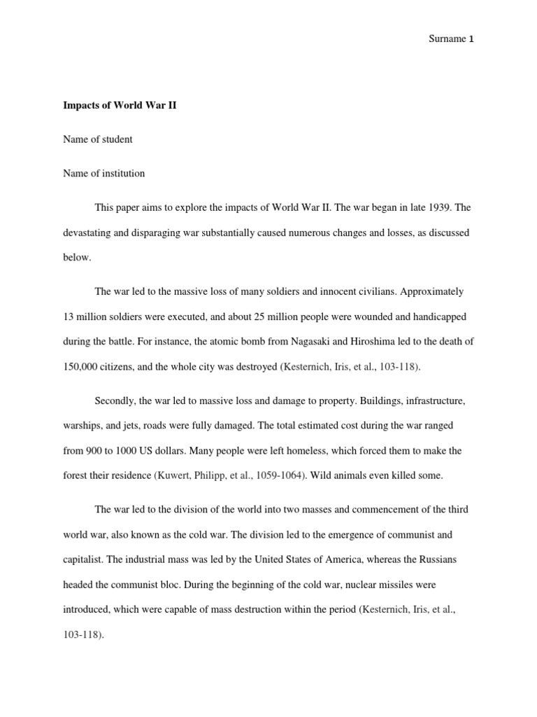 Impacts of World War II: Kesternich, Iris, Et Al 103-118) | PDF | World ...