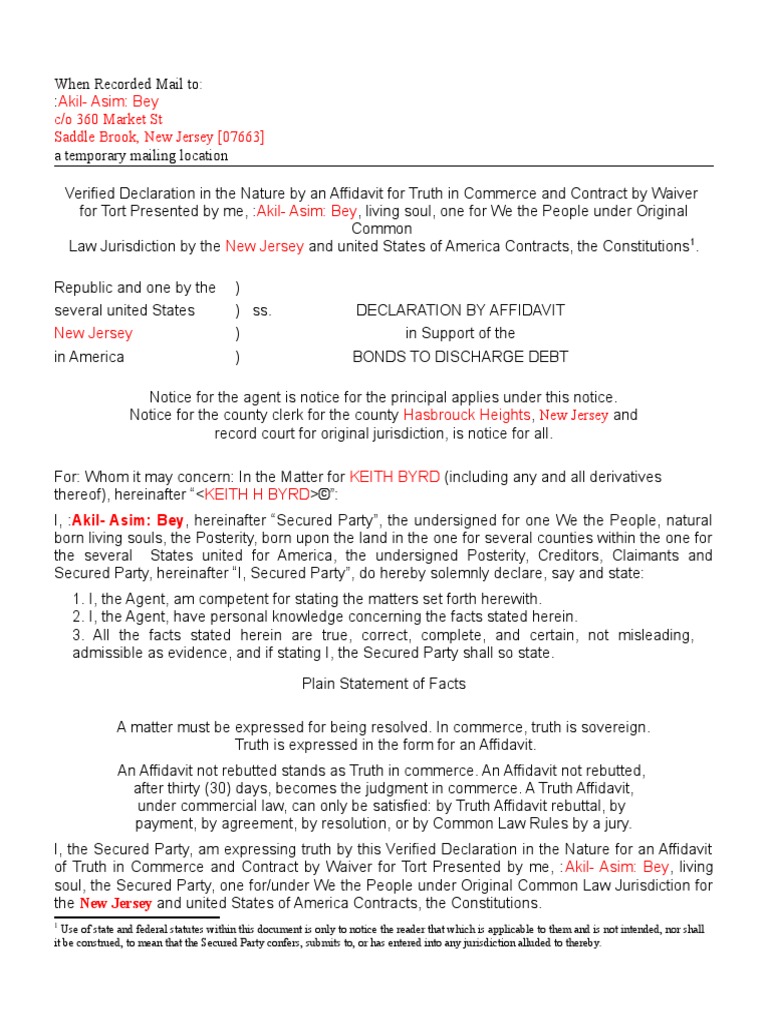 Affidavit by Declaration To Discharge Debt | PDF | Uniform Commercial ...