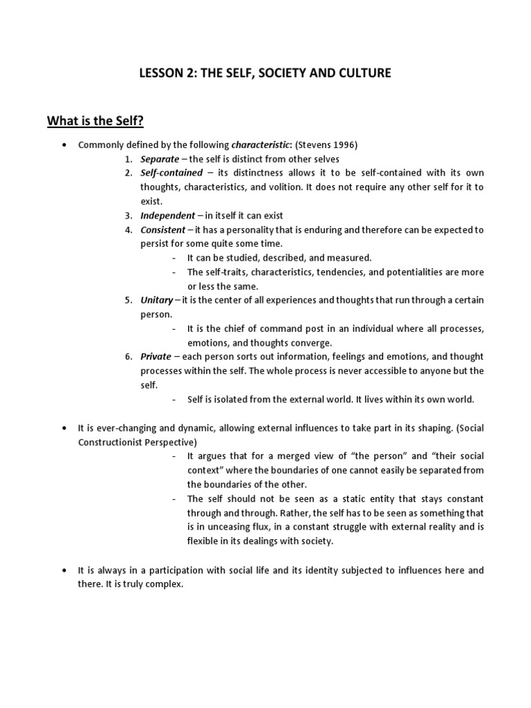 Understanding the Self in Society | PDF | Self | Identity (Social Science)
