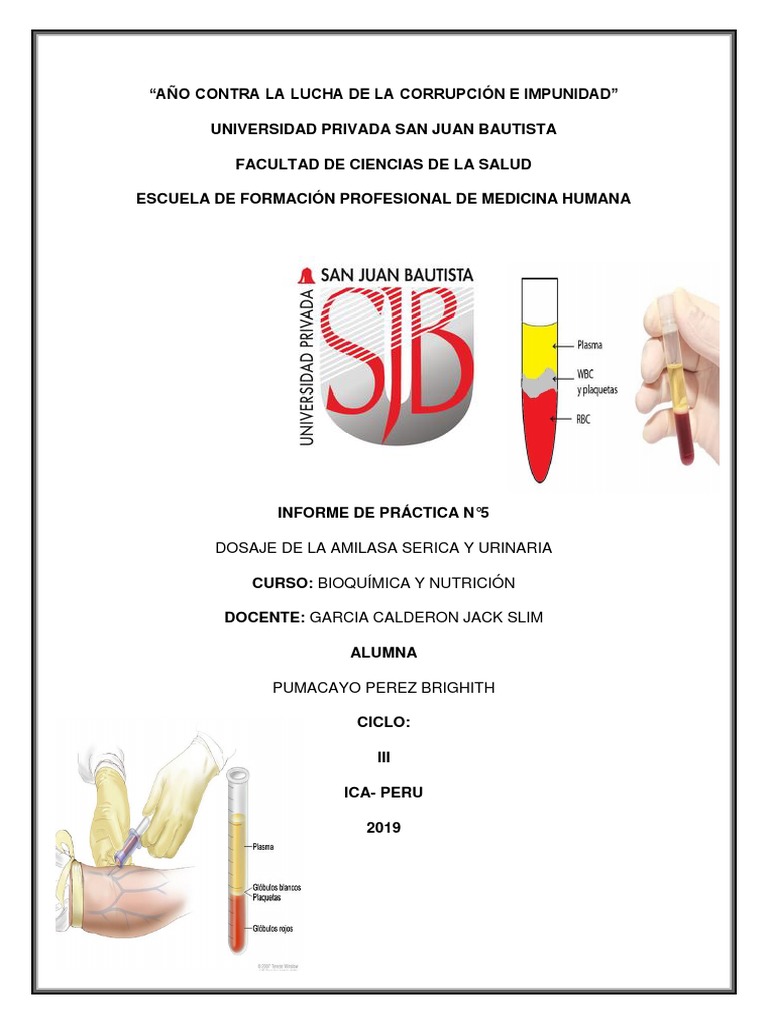 Dosaje de La Amilasa Serica y Urinaria Pumacayo Perez Brighith | PDF ...