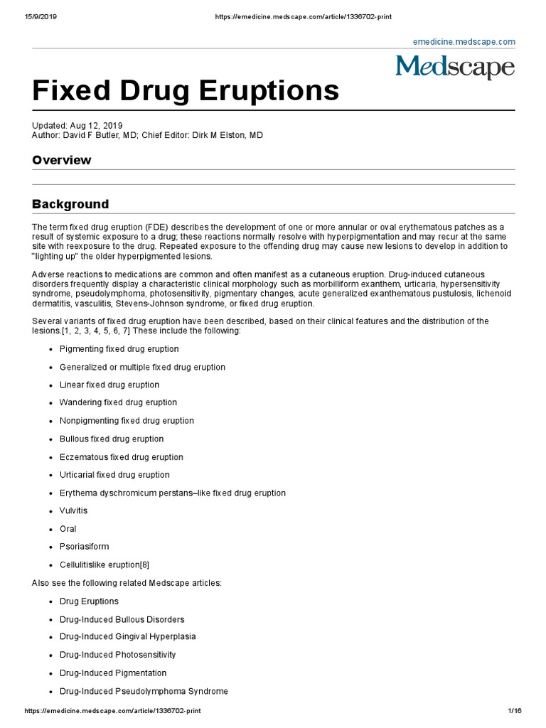 Fixed Drug Eruptions | PDF | Dermatology | Medical Diagnosis