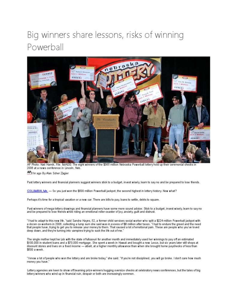 Big Winners Share Lessons | PDF | Powerball | Lottery