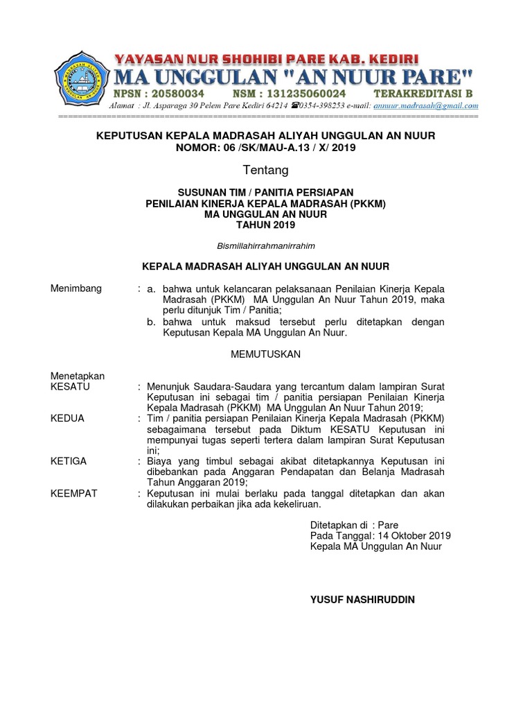 SK Tim PKKM 2019 | PDF